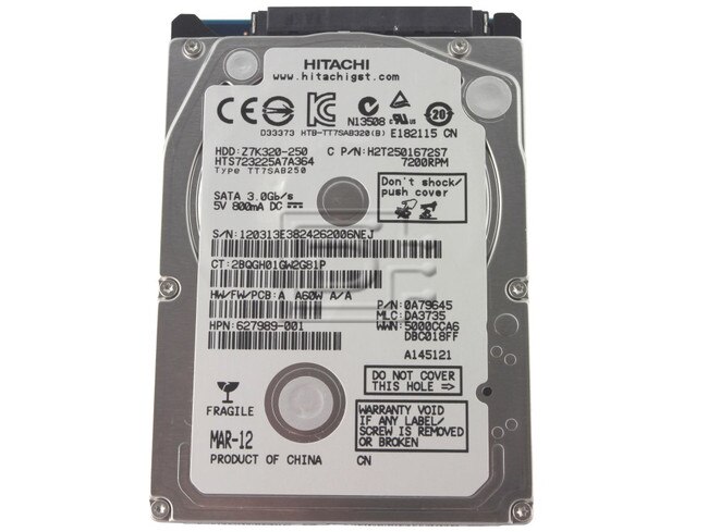 Hitachi 0A79645 / HTS723225A7A364 250GB 2.5" 3Gbps 7.2K RPM Travelstar ...