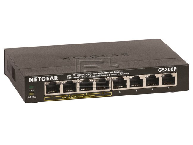 NetGear SOHO 300 Series GS308P 8-Port Gigabit Ethernet Switch with 4 ...