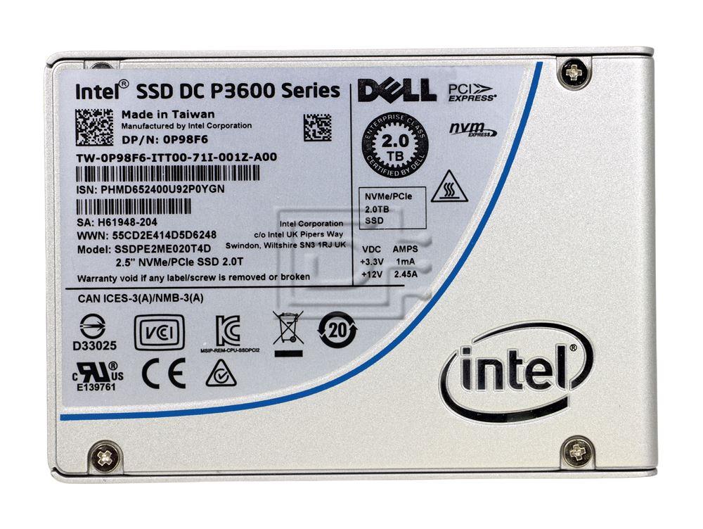 Dell P98F6 2TB U.2 PCIe Gen3 x4 NVMe MU 3-DWPD 2.5" SSD Solid State ...