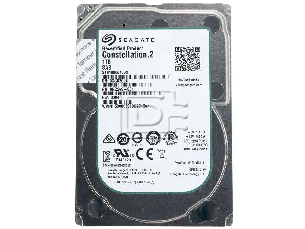Seagate Constellation ST91000640SS 1000GB Serial SCSI / SAS Hard Disk Drive